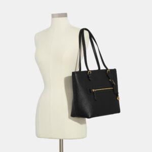 COACH Polished Pebble Leather Taylor Tote, Black, One Size