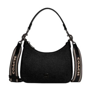 coach hobo crossbody in cross grain leather, black, one size