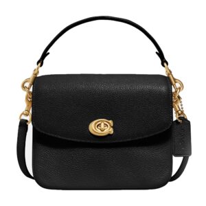 coach polished pebbled leather cassie crossbody 19, b4/black, one size