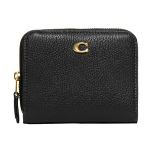 coach women's polished pebble leather billfold wallet, b4/black, one size