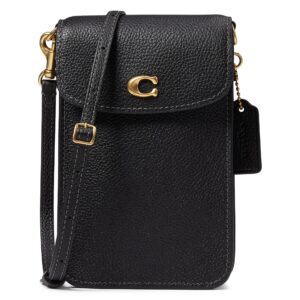 Coach Polished Pebble Leather C Phone Crossbody, Black