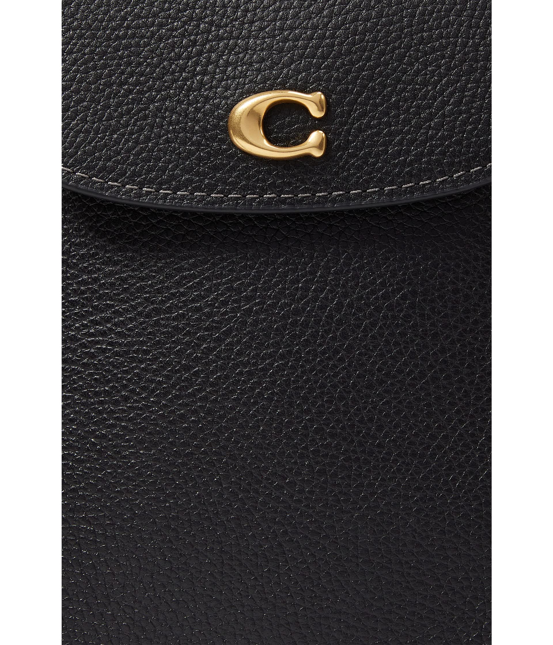 Coach Polished Pebble Leather C Phone Crossbody, Black