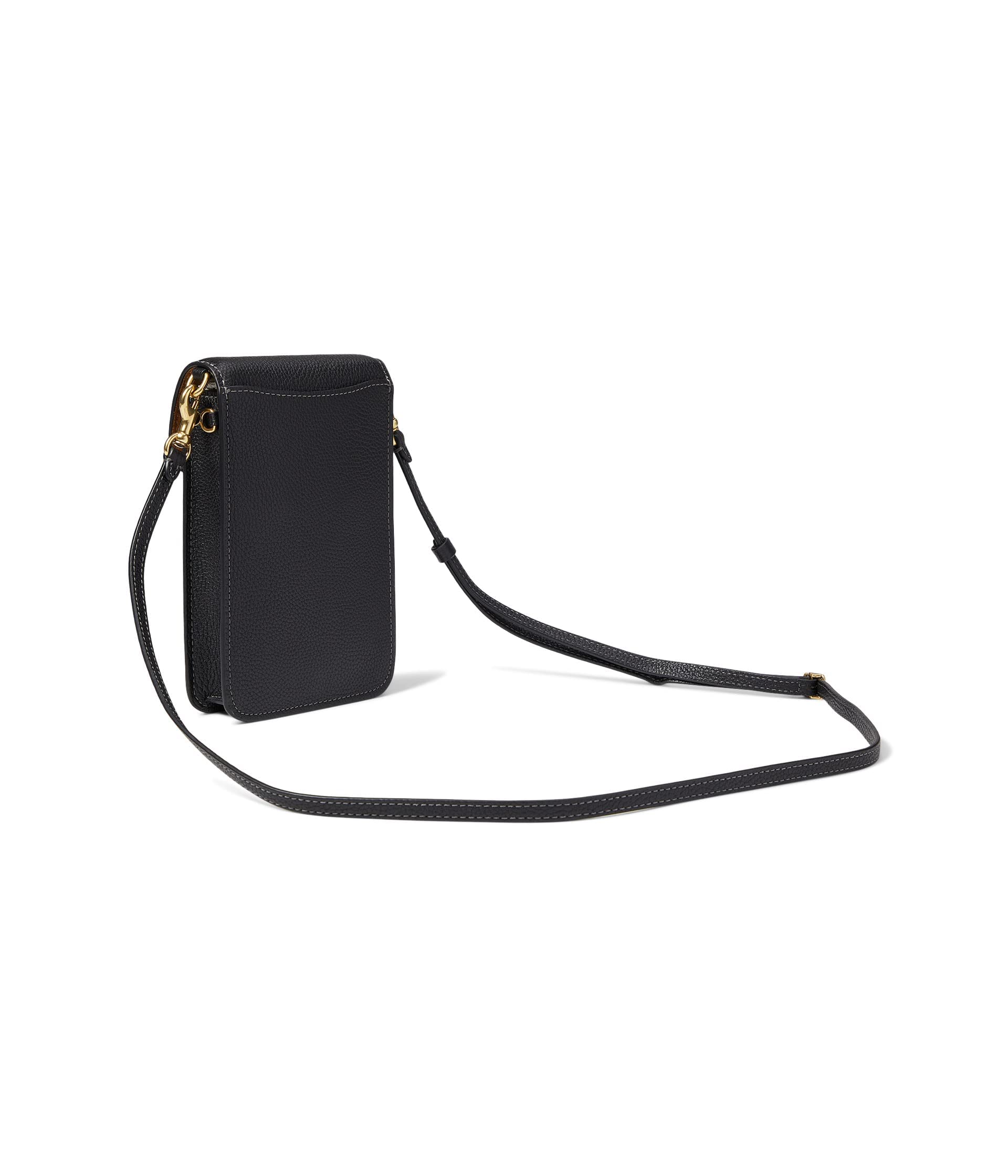 Coach Polished Pebble Leather C Phone Crossbody, Black