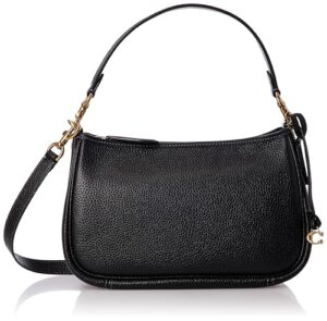 coach soft pebble leather cary crossbody, black, one size