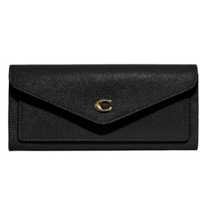 coach women's crossgrain leather wyn soft wallet, li/black, one size