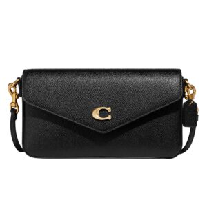 coach cross grain leather wyn crossbody, black, one size