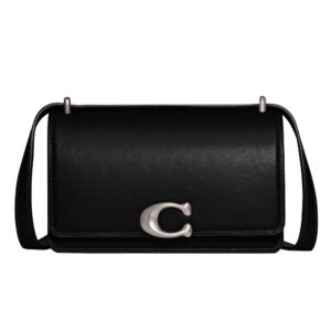 coach luxe refined calf leather bandit crossbody, black, one size