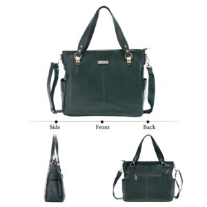 Blofinche Genuine Leather Tote Bag Womens Top Satchel Purses ladies Handbags Soft designer shoulder work bags dark green