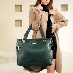 Blofinche Genuine Leather Tote Bag Womens Top Satchel Purses ladies Handbags Soft designer shoulder work bags dark green