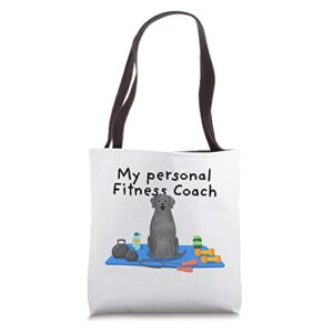 cute black labrador as a personal fitness coach tote bag