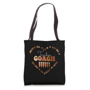 afro african black history month teacher coach school heart tote bag