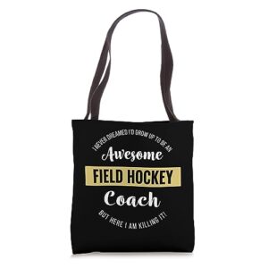 field hockey coach shirt thank you tote bag