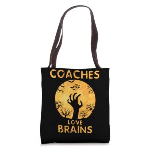 coaches love brains funny halloween coach tote bag