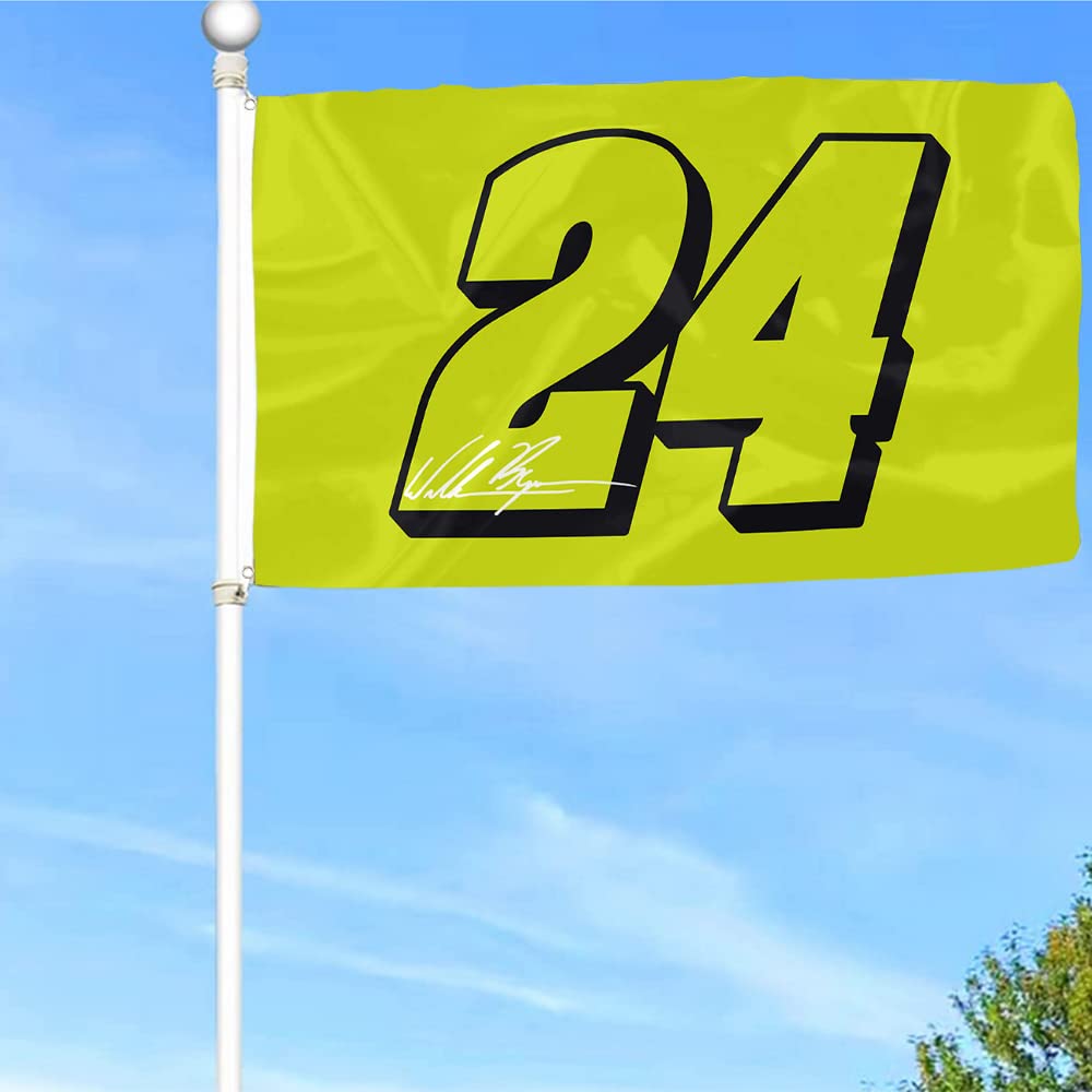 Dutern Autographed Checkered Racing Flag William Byron #24 Flag Banner 3x5Feet for Car Fans with Brass Grommets