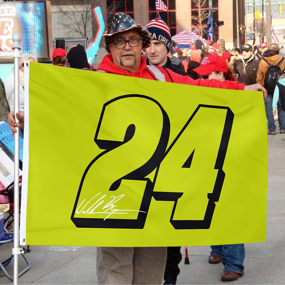 Dutern Autographed Checkered Racing Flag William Byron #24 Flag Banner 3x5Feet for Car Fans with Brass Grommets