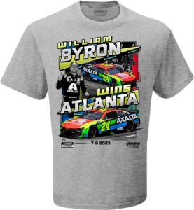 william byron #24 nascar 2023 quaker state 400 at atlanta winner 7.9.2023 win t-shirt (as1, alpha, x_l, regular, regular) gray