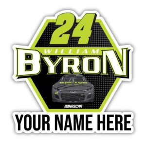 custom personalized nascar #24 william byron 4-inch vinyl decal sticker with engraved name