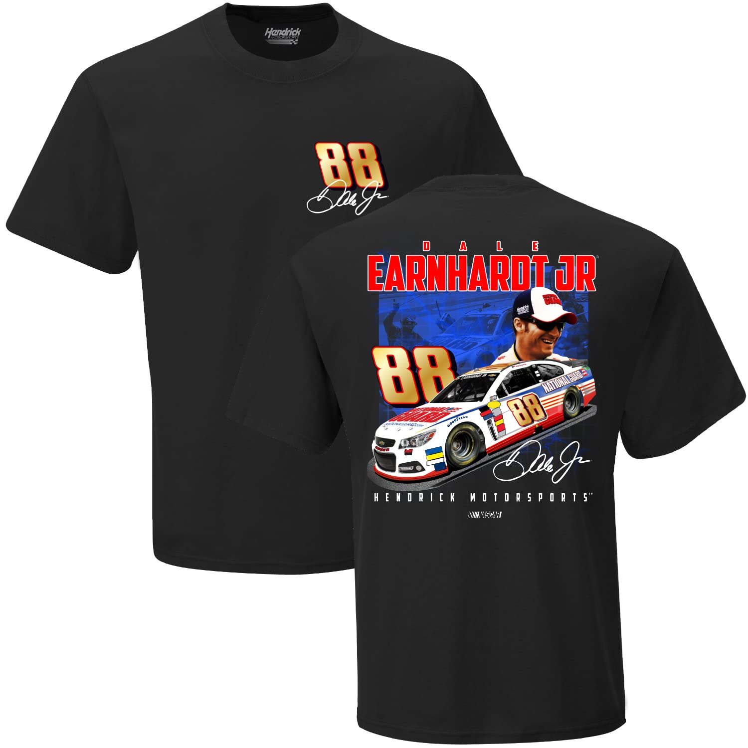 Dale Earnhardt Jr. #88 National Guard Car 2 Sided Men's Short Sleeve Black T-Shirt (as1, Alpha, xx_l, Regular, Regular)