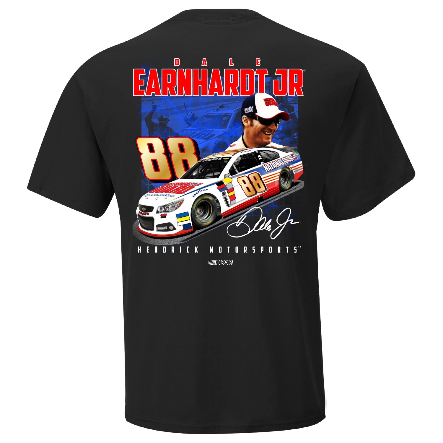 Dale Earnhardt Jr. #88 National Guard Car 2 Sided Men's Short Sleeve Black T-Shirt (as1, Alpha, xx_l, Regular, Regular)