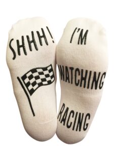 'shhh i'm watching racing' funny ankle socks - perfect ideal for motorsport racing fans lovers