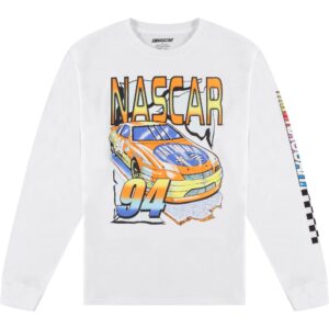 nascar vintage daytona 500 shirt racing mens graphic long sleeve t-shirt (white, small)