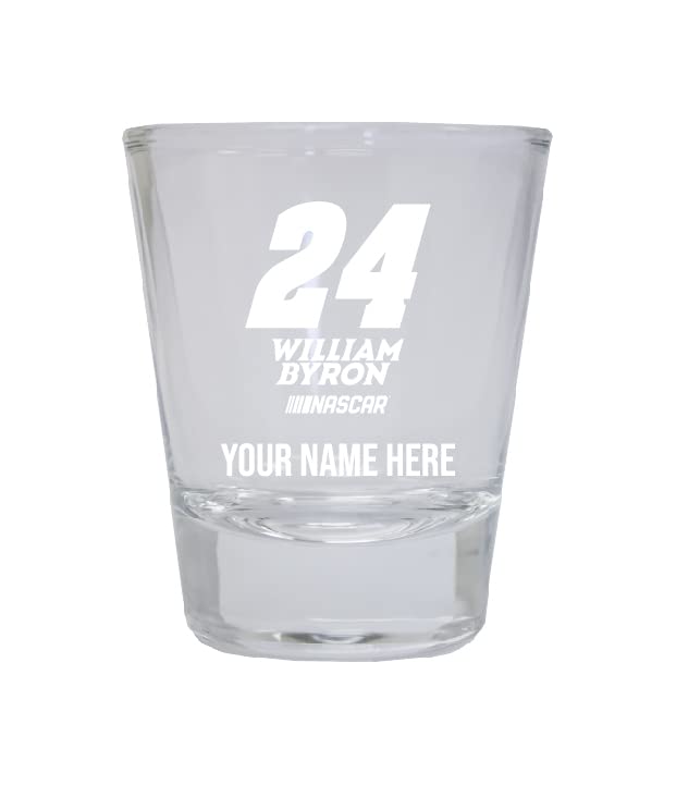 Personalized Custom Nascar #24 William Byron Etched Round Shot Glass New for 2022 with Customizable Name or Message