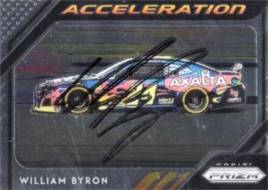 william byron autographed trading card (nascar, auto racing, sc) 2019 panini prizm acceleration #59 - autographed nascar cards