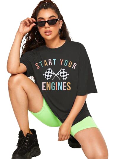 BANGELY Start Your Engines Tshirt Checkered Flag Racing Shirts Raceday Casual Unisex Short Sleeve Tee Tops