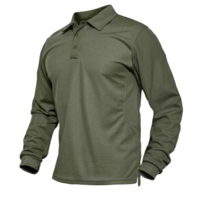 biylaclesen men's long sleeve jersey polo shirt casual t shirts quick dry polo active shirts tactical military shirt jersey polo shirt mens army green