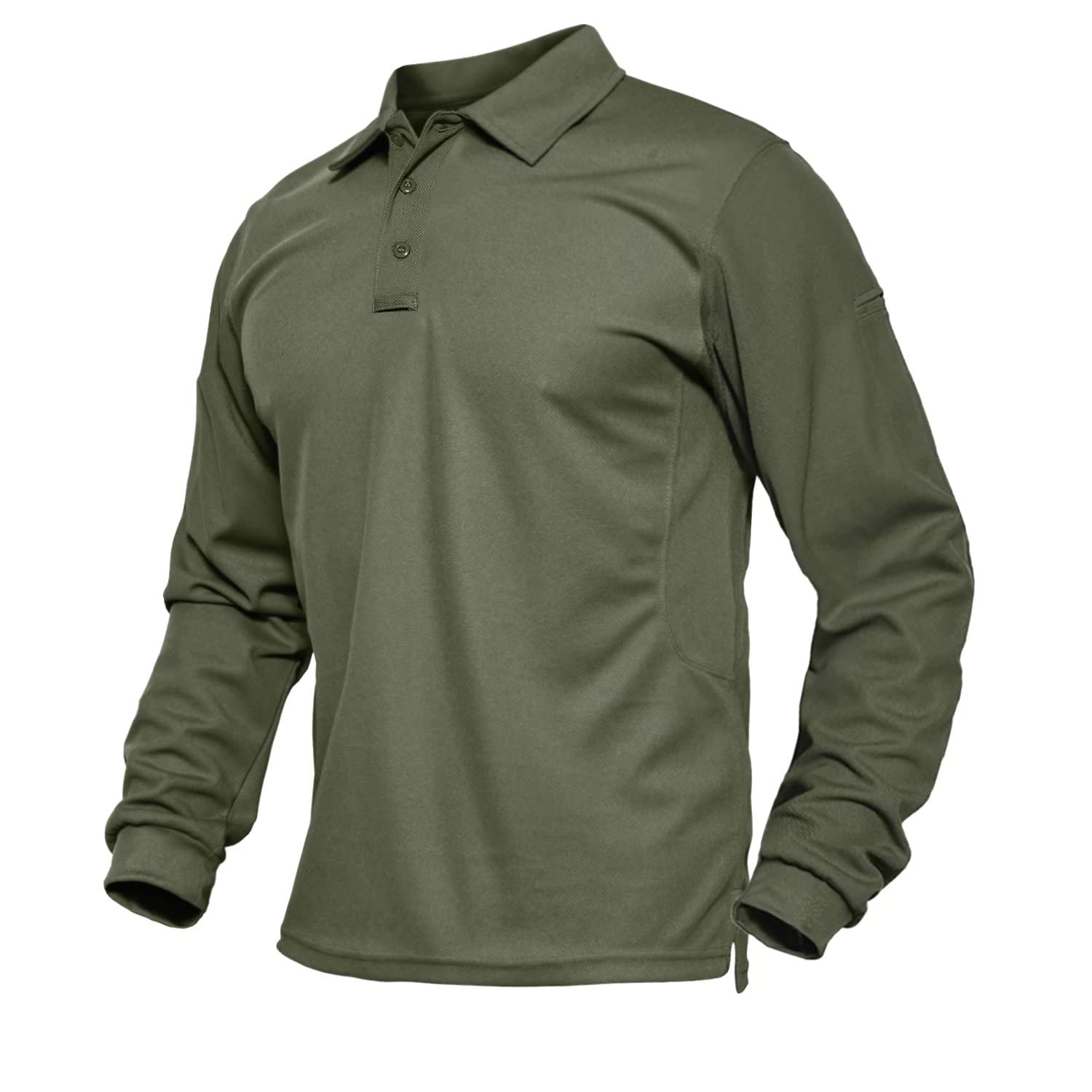 BIYLACLESEN Men's Long Sleeve Jersey Polo Shirt Casual T Shirts Quick Dry Polo Active Shirts Tactical Military Shirt Jersey Polo Shirt Mens Army Green