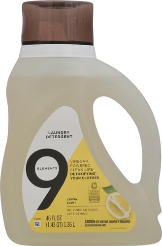 9 Elements Liquid Laundry Detergent, Lemon Scent, 46 Oz, 46 Fl Oz