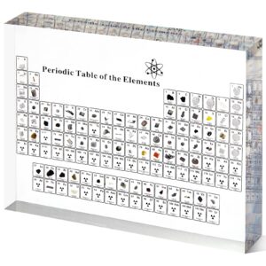 periodic table with real elements inside, acrylic periodic table display with 83 real elements samples, craft, teaching tool, gift for kid, students, teacher, science lovers, 6*4.5*0.8 inch