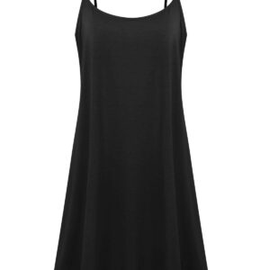 7th Element Plus Size Slip Dress for Women 2023 Spaghetti Strap Sun Tank Under Dresses Sleeveless Sundress(Black,4X)