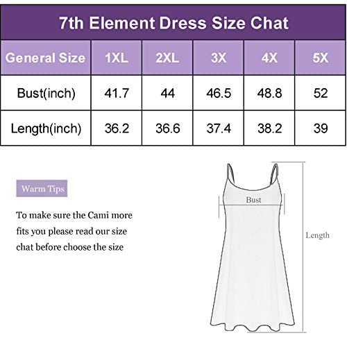 7th Element Plus Size Slip Dress for Women 2023 Spaghetti Strap Sun Tank Under Dresses Sleeveless Sundress(Black,4X)