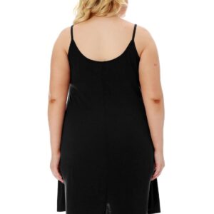 7th Element Plus Size Slip Dress for Women 2023 Spaghetti Strap Sun Tank Under Dresses Sleeveless Sundress(Black,4X)