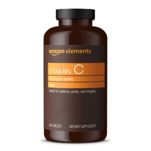 amazon elements vitamin c 1000mg, supports healthy immune system, vegan, 300 tablets, 10 month supply