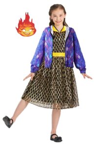 eoilfm halloween girls elemental ember costume cosplay dress set outfit coat dress up pretend play toddler for kids 9-10t