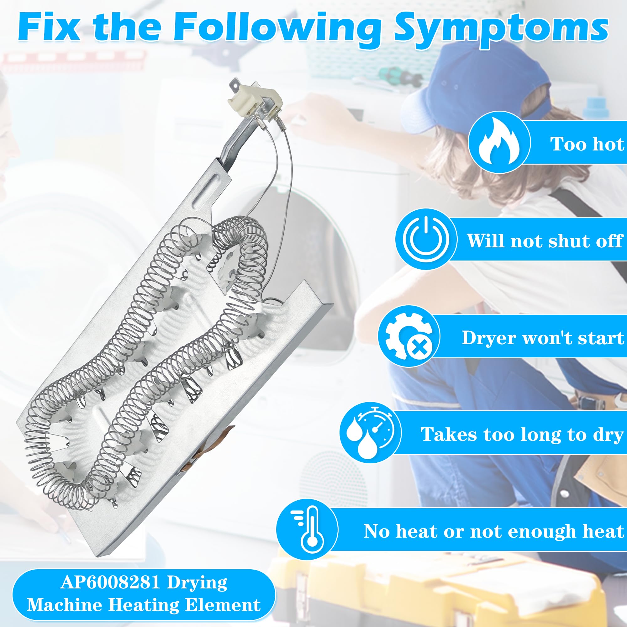 3387747 WP3387747 Dryer Heating Element -Compatible with Kenmore Elite Whirlpool Duet Maytag Bravos XL Dryers,Include 3392519 279973 Thermal Fuse 279816 Thermostat