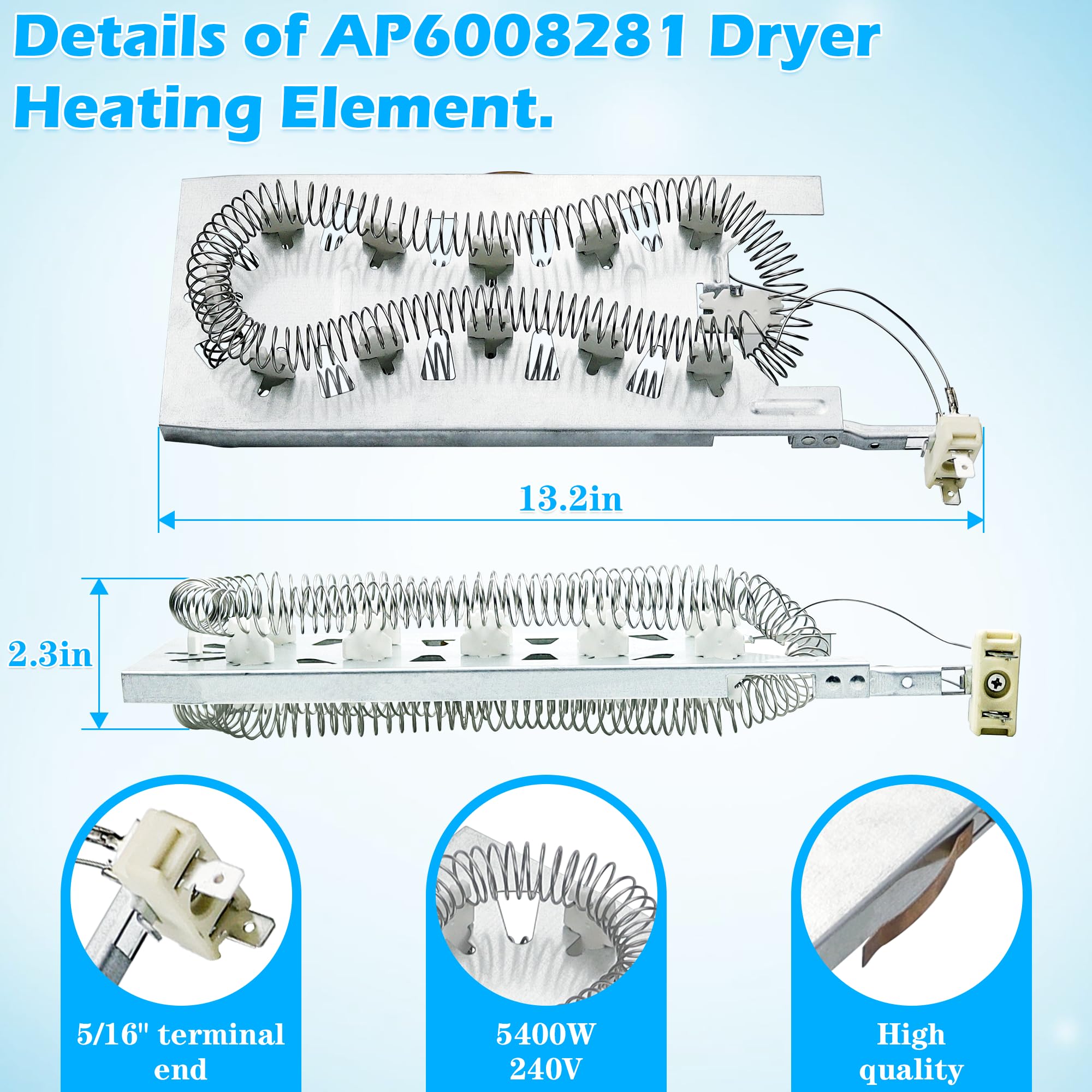 3387747 WP3387747 Dryer Heating Element -Compatible with Kenmore Elite Whirlpool Duet Maytag Bravos XL Dryers,Include 3392519 279973 Thermal Fuse 279816 Thermostat