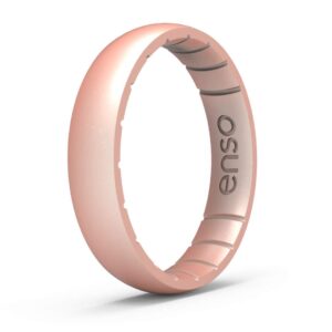 enso rings thin elements silicone ring infused with precious elements – stackable wedding engagement band – 4.3mm wide, 1.75mm thick (rose gold, 6)