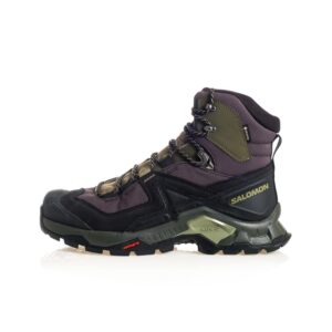 salomon men's quest element gore-tex leather hiking boots for men, black / deep lichen green / olive night, 12