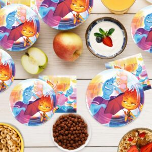 Omto 40Pack Elemental Party Supplies include 7" 20Pcs plates, 20 napkins for Elemental birthday party decoration