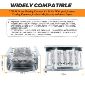 2024 UPGRADED 279838 4531017 W10724237 Dryer Heating Element Kit for Whirlpool Kenmore Maytag Dryer MEDX655DW1 WED4815EW1-3977393 & 3392519 Thermal Fuse 3977767 Thermostat 3387134 Cycling Thermostat