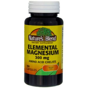 nature's blend elemental magnesium amino acid chelate 300 mg, 100 count