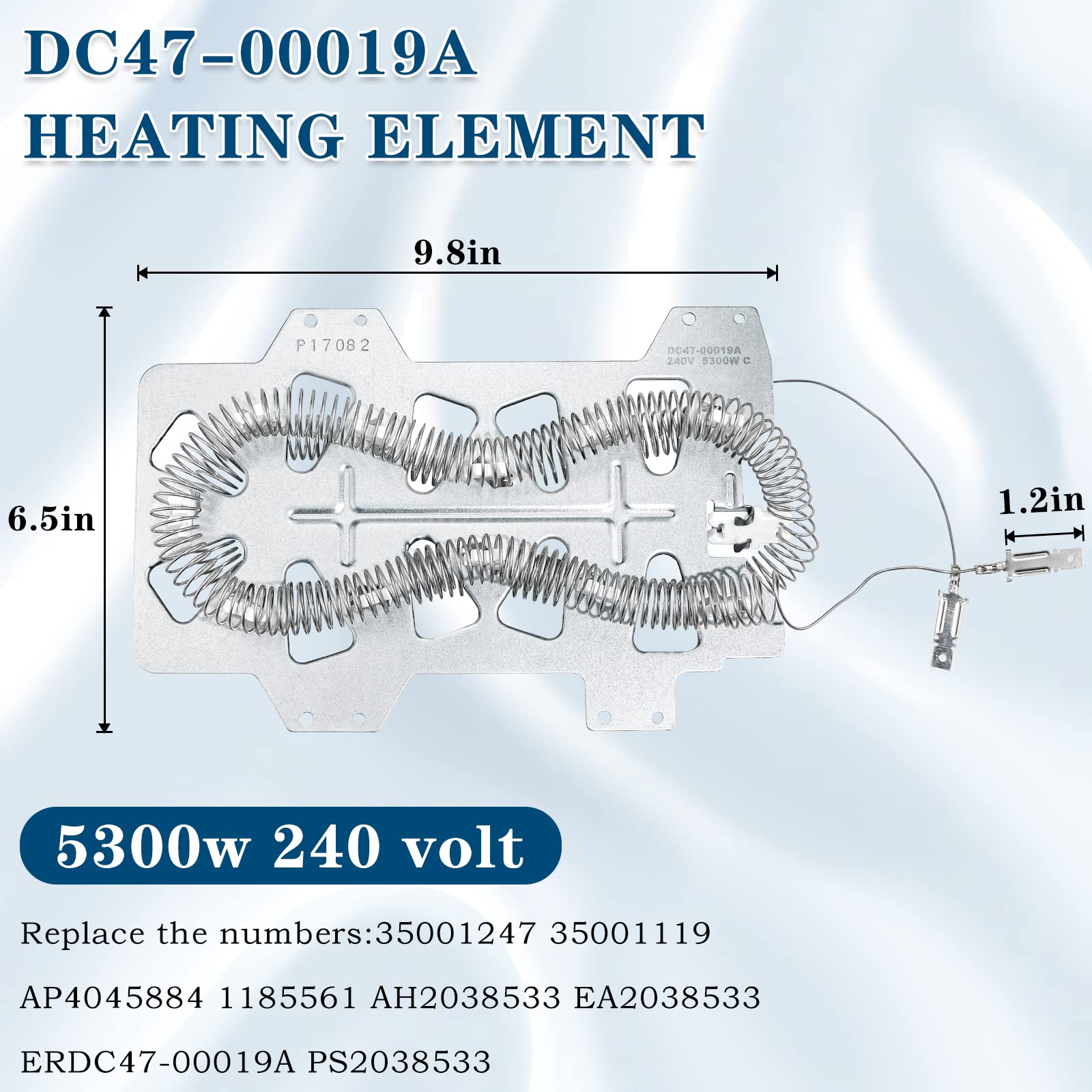 2 Pack DC47-00019A Dryer Heating Element Replacement for SAMSUNG DV45H7000EW/A2 DV40J3000EW/A2 DV42H5000EW/A3 DVE50M7450W/A3 DV42H5200EW/A3 DV48H7400EW/A2