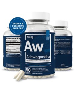 essential elements ashwagandha root 1950mg with black pepper extract for absorption 90 vegan capsules