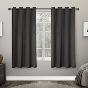 exclusive home curtains sateen gt twill woven room darkening blackout grommet top curtain panel pair, 52x63, charcoal, 2 count