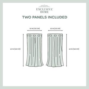 Exclusive Home Curtains Sateen GT Twill Woven Room Darkening Blackout Grommet Top Curtain Panel Pair, 52x63, Charcoal, 2 Count