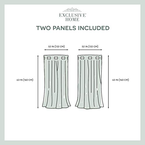 Exclusive Home Curtains Sateen GT Twill Woven Room Darkening Blackout Grommet Top Curtain Panel Pair, 52x63, Charcoal, 2 Count