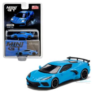 mini gt 1:64 corvette c8 stingray (rapid blue) #251 - mijo usa exclusive